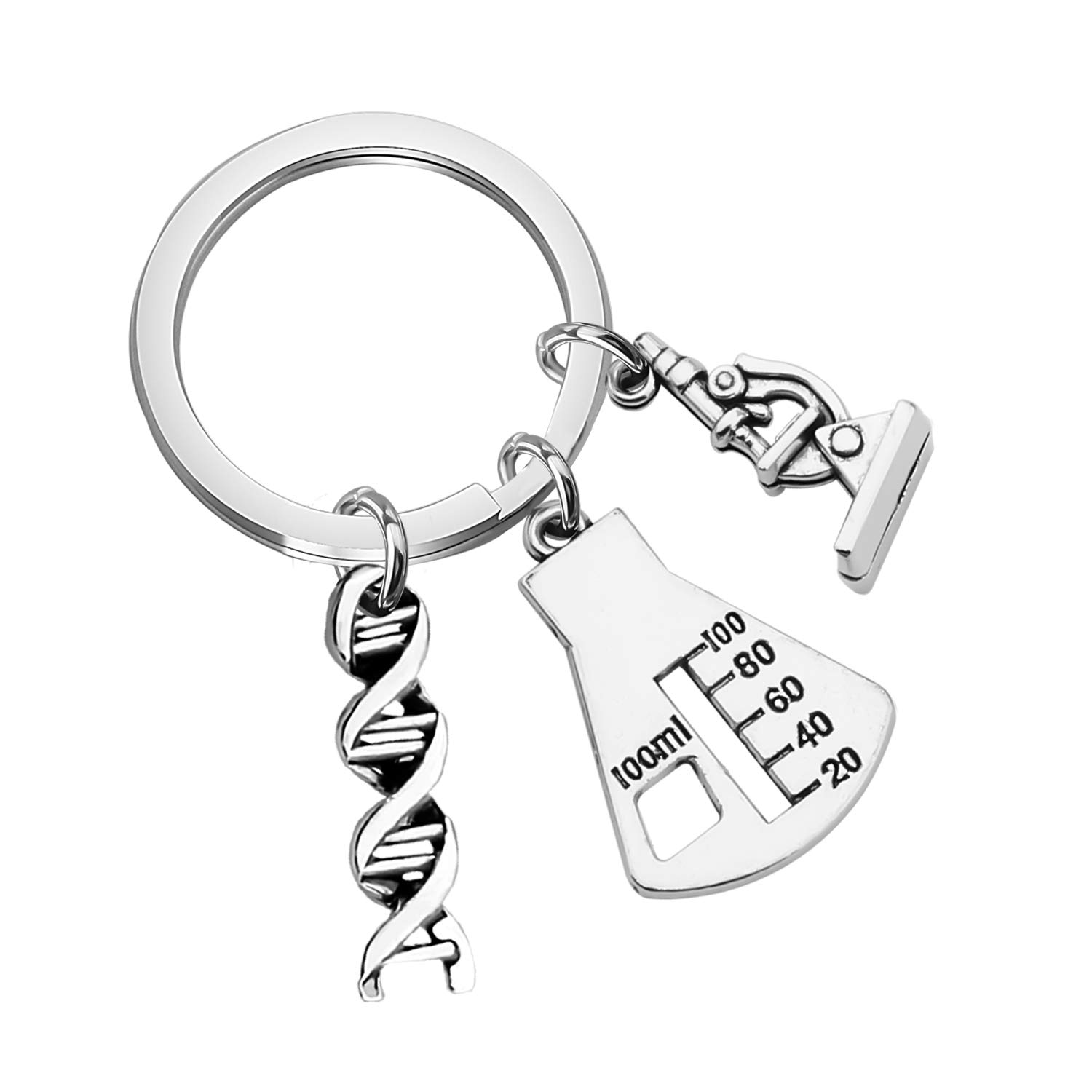 CHOORO Microscope And DNA Double Helix Necklace Science Gift for Laboratory Technologist/Science Student (3 Charm keychain)