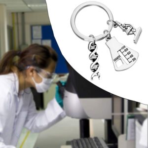 CHOORO Microscope And DNA Double Helix Necklace Science Gift for Laboratory Technologist/Science Student (3 Charm keychain)