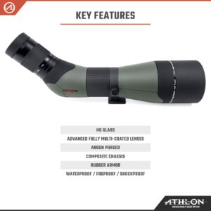 Athlon Optics Argos HD 20-60x85 Spotting Scope - 45 Degree, Green/Black