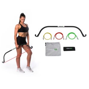 lite gorilla bow portable home gym resistance bands and bar system for travel, fitness, weightlifting and exercise kit, full body workout equipment set (lite bow, black, base bundle)