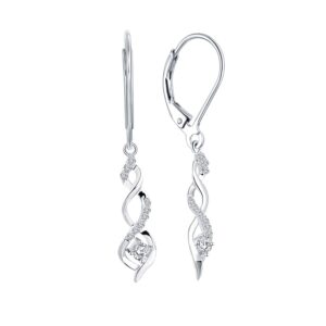 jo wisdom 925 sterling silver infinity leverback dangle & drop earrings with aaa cubic zirconia