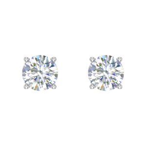 1/2 Carat 4-Prong Set Diamond Unisex Stud Earrings in 14K White Gold