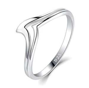 boruo 925 sterling silver ring chevron thumb stackable high polish comfort fit band ring size 8