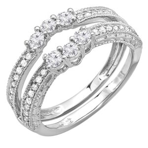 dazzlingrock collection 0.60 carat (cttw) round white diamond contour double enhancer wedding band for women in 10k white gold size 4.5