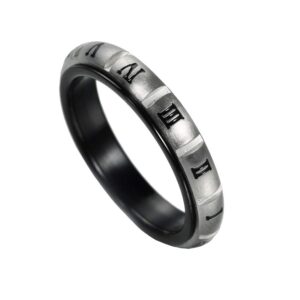 pauro women's stainless steel jewelry 4mm roman numerals wedding band ring matching set for her black size 10