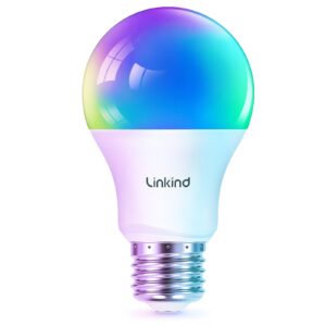 linkind smart light bulbs, smart bulb that work with alexa & google home, led light bulbs color changing, a19 e26 2.4ghz wifi light bulbs dimmable 60w,6 pack