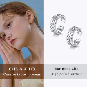 ORAZIO 4 Pairs 925 Sterling Silver Ear Cuff Earrings for Women Adjustable Non Pierced Fake Clip On Cartilage Helix Ear Piercing Earrings Silver 4 Various Styles