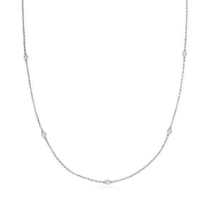 ross-simons 0.25 ct. t.w. bezel-set diamond station necklace in sterling silver