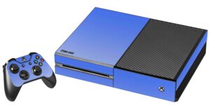 lidstyles vinyl protection skin kit decal sticker compatible with microsoft xbox one original console (blue carbon fiber)