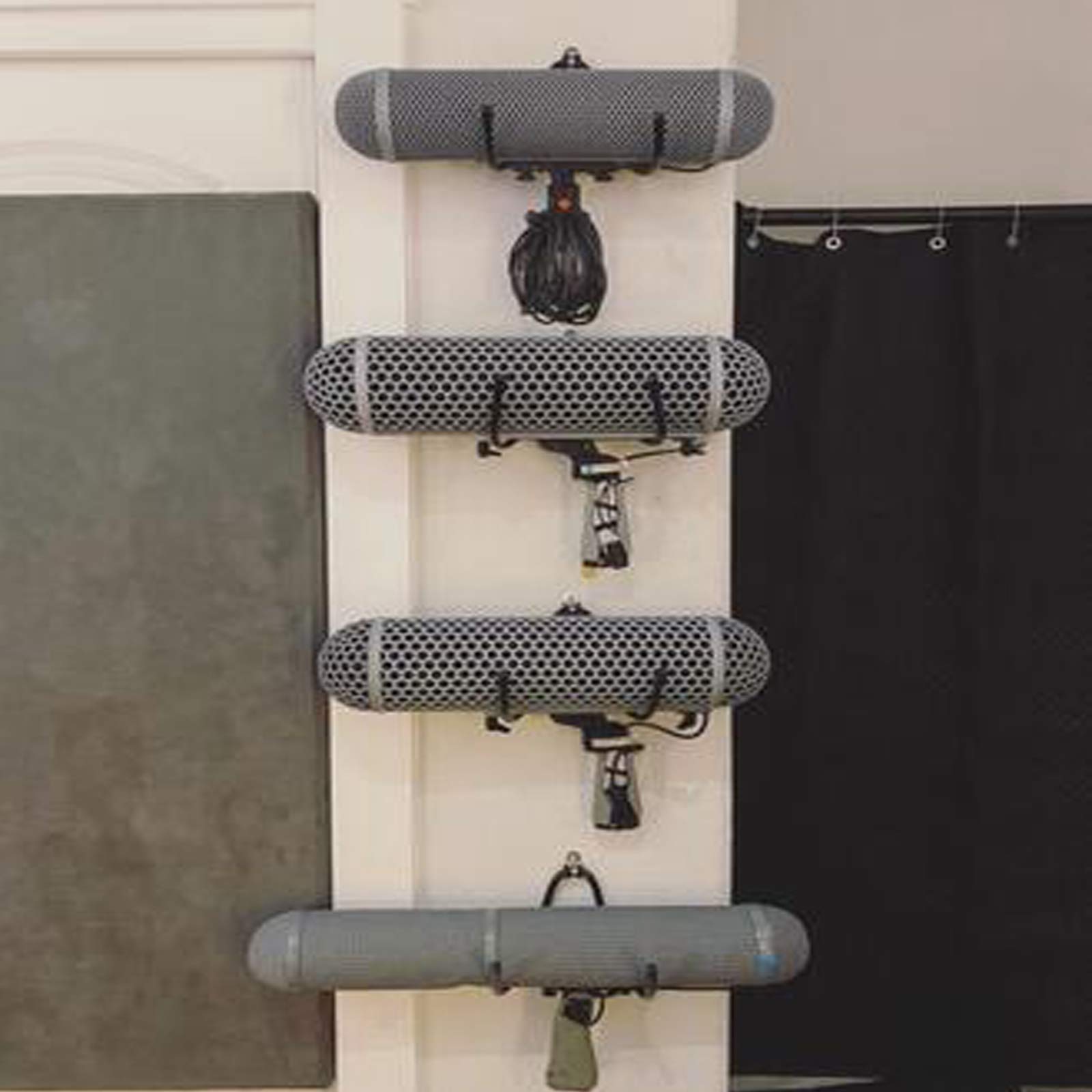 3 Pack Wall Mount Foam Roller Holder and Yoga Mat Storage and Towel Rack - Flexible Adjustable Hooks - Ideal for Home, Small Studio,Fitness Class or Commercial use