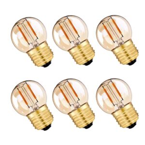 ldchiuen g40 g14.5 e26 led bulb amber 1w low watt edison bulb 10 watt warm white 2200k vintage led globe night light bulb for ceiling fan, chandelier, vanity light bulb 6pack