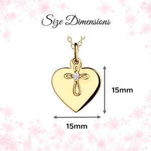 Personalized 14K Gold-Plated Heart with Cross Charm Necklace with Engraving, First Communion Gift for Girls, Custom Engraved Confirmation Gift for Teens, Women (16-18 inch-adjustable)