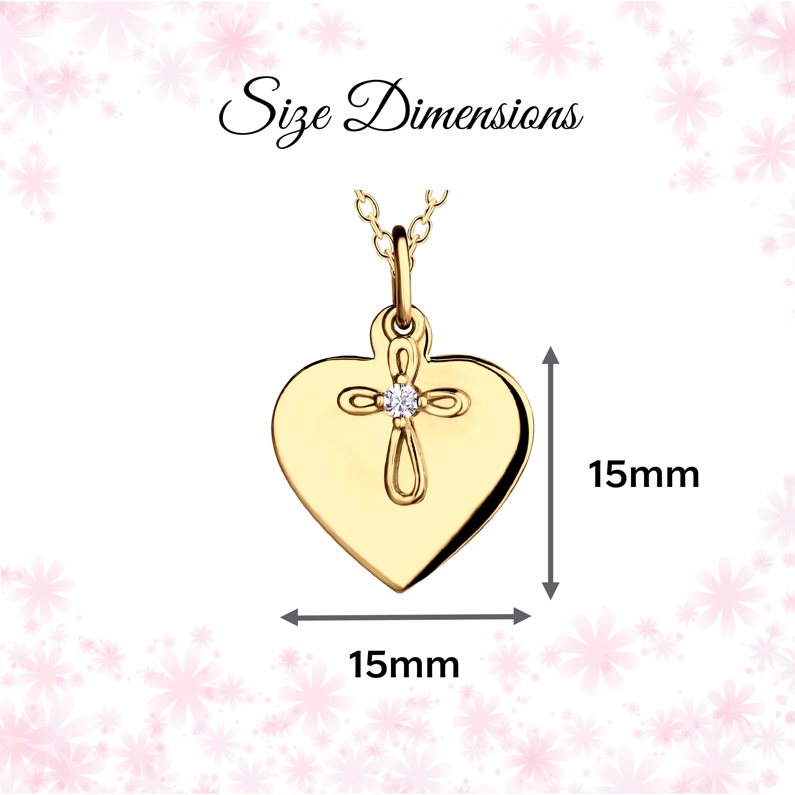 Personalized 14K Gold-Plated Heart with Cross Charm Necklace with Engraving, First Communion Gift for Girls, Custom Engraved Confirmation Gift for Teens, Women (16-18 inch-adjustable)