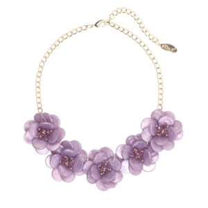 bocar statement choker flower necklace for women gift (lavender)