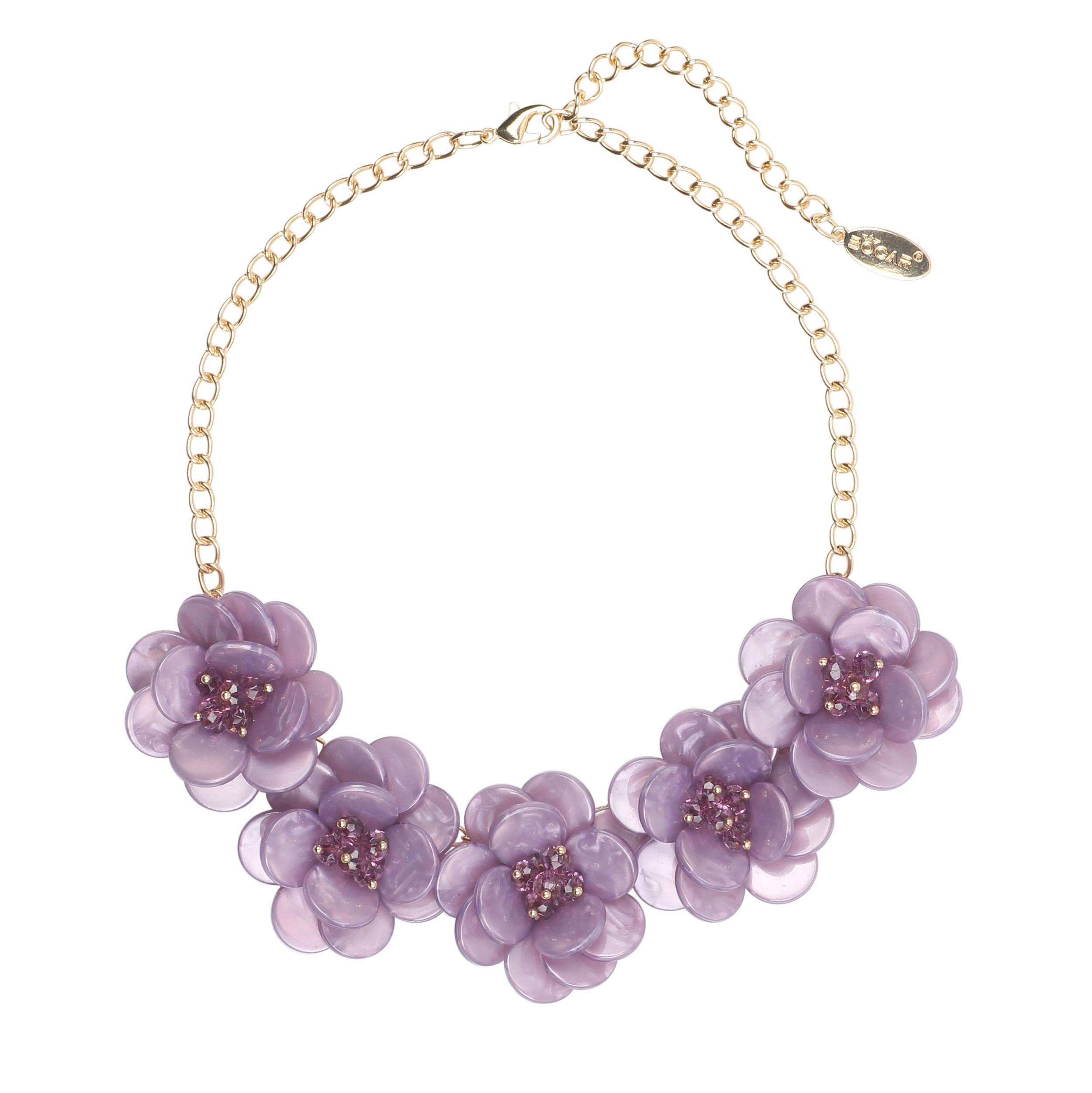 Bocar Statement Choker Flower Necklace for Women Gift (Lavender)