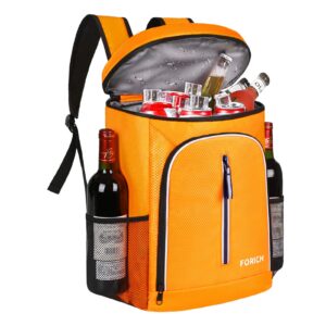 forich soft cooler backpack insulated waterproof cooler bag leak proof portable small backpacks to work lunch travel beach camping hiking picnic fishing beer for men women (orange)