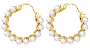 pearl hoop earrings for women fashion dangle hypoallergenic layer earrings drop dangle earrings gifts for women