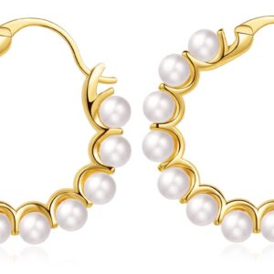 Pearl Hoop Earrings for Women Fashion Dangle Hypoallergenic Layer Earrings Drop Dangle Earrings Gifts for Women