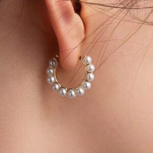 Pearl Hoop Earrings for Women Fashion Dangle Hypoallergenic Layer Earrings Drop Dangle Earrings Gifts for Women