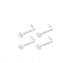 jewelry 18g clear nose septum ring bone retainer bioflex l shape nose rings studs piercing jewelry flat top（4pcs）