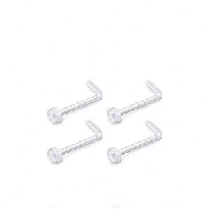 Jewelry 18g Clear Nose Septum Ring Bone Retainer Bioflex L Shape Nose Rings Studs Piercing Jewelry Flat Top（4pcs）