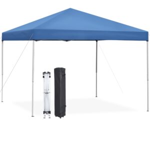 smartxchoices pop up canopy tent - 10 x 10 ft instant outdoor canopy with wheeled carry bag, 4 ropes, straight legs, stakes,height adjustable outdoor tent sun protection beach shelter