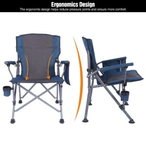 REDCAMP Oversized Camping Chairs for Adults 2 Pack, Heavy Duty Hard Arm Portable Folding Chairs for Outside, Firm Hunting Outdoor Sports Chairs for Big and Tall Person