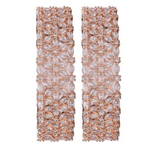 Ratnavali Jewels CZ Zirconia Gold Tone Marquise Diamond Elegant Bollywood Indian Bangles Kada Jewelry Women Wedding Bride (Rose Gold, 2.8)