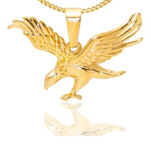 nsitbbuery hip hop 18k gold plated stainless steel animal eagle pendant necklace