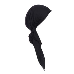 fxhixiy womens turban chemo hat head scarves slip-on pre-tied headwear bandana sleep hair cover (black)