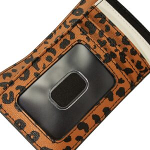 Fossil Women's Logan Faux Leather Wallet Slim Minimalist Zip Card Case with Keychain, Cheetah (Model: SL6356989)