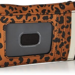 Fossil Women's Logan Faux Leather Wallet Slim Minimalist Zip Card Case with Keychain, Cheetah (Model: SL6356989)