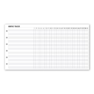 pocket monthly habit tracker fold-out planner insert refill, 3.2 x 4.7 inches, fits filofax, lv pm, kikki k, moterm and other ring binders, choose quantity