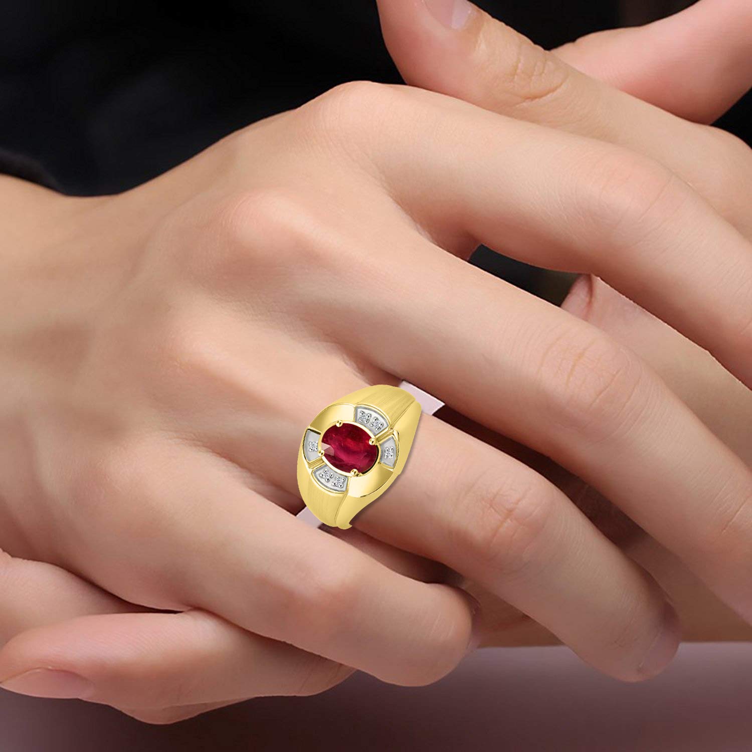 Rylos Simply Elegant Beautiful Red Ruby & Diamond Ring - July Birthstone*