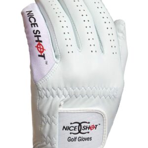 Nice Shot "You are Nothing Pinkie White Cabretta Leather Golf Glove Women's Right Hand - Medium