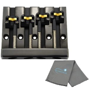 hipshot 4 string kickass bass bridge bundle with a lumintrail polishing cloth (black)