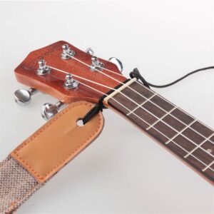 Longteam Simple Linen Leather Ukulele Strap Adjustable Length Durable Uke Straps with Nail, Rope, Picks (Brown)