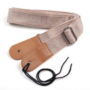 Longteam Simple Linen Leather Ukulele Strap Adjustable Length Durable Uke Straps with Nail, Rope, Picks (Brown)