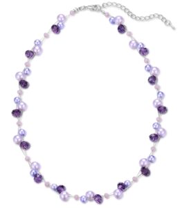 short beaded turquoise necklace for women - fashion jewelry with pearl and crystal bead, birthday gifts for women (27-purple)