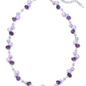 Short Beaded Turquoise Necklace For Women - Fashion Jewelry with Pearl and Crystal Bead, Birthday Gifts For Women (27-Purple)