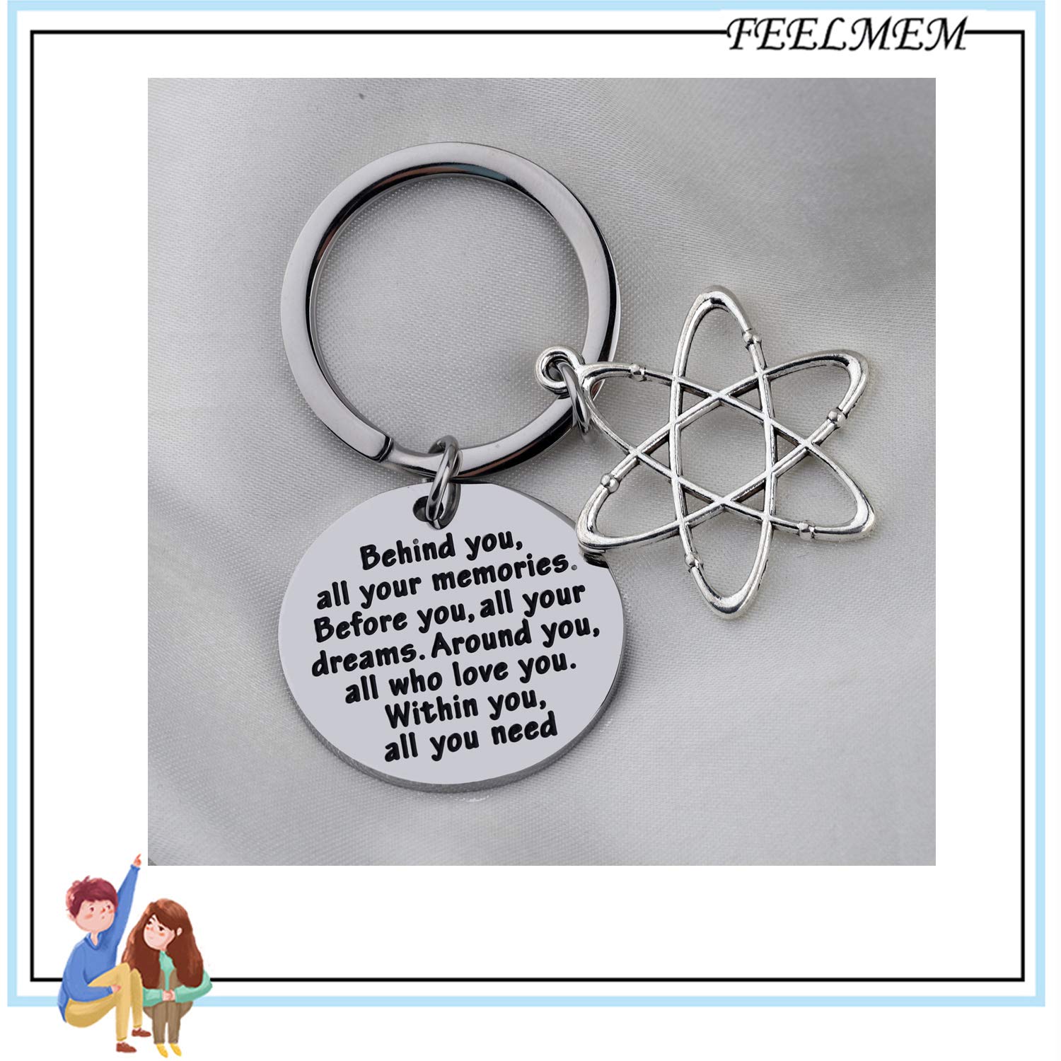 FEELMEM Atom Science Keychain Chemist Gift Future Scientist Gift Behind You All Your Memories Atomic Science Gift Science Student Graduation Gift