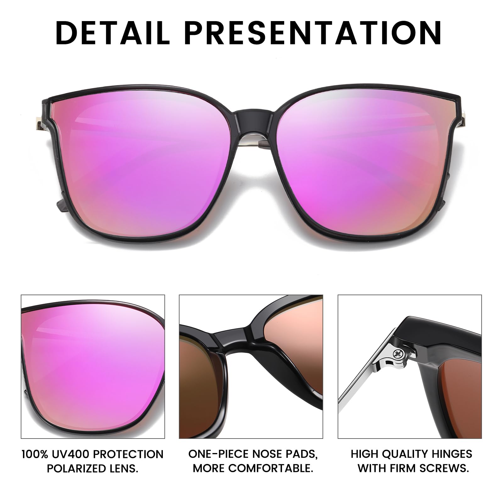 DUCO Retro Round Sunglasses for Women Vintage Polarized Woman Shades Lightweight PC Frame UV400 Protection Sun Glasses W016