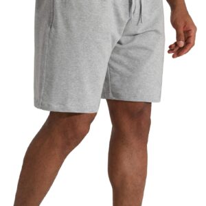 Men's Lounge Shorts with Deep Pockets Loose-fit Cotton Jersey Shorts for Running,Workout,Training, Basketball (605 Grey, Large)