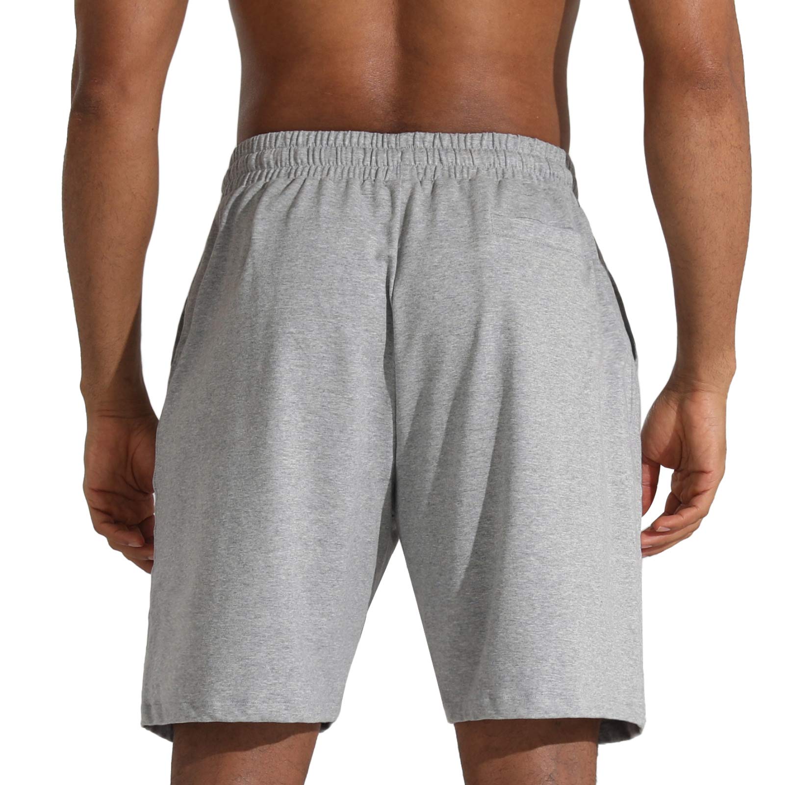 Men's Lounge Shorts with Deep Pockets Loose-fit Cotton Jersey Shorts for Running,Workout,Training, Basketball (605 Grey, Large)