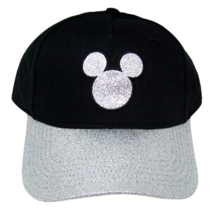 disney silver tone glitter mickey mouse baseball cap