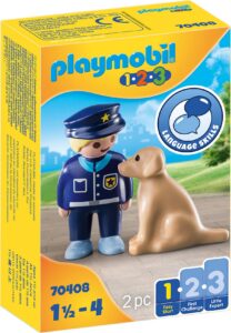 playmobil police officer with dog 70408 1.2.3 for young kids