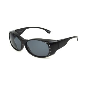 dioptics solar shield allison fits over sunglasses polarized rectangular, black, 57 mm