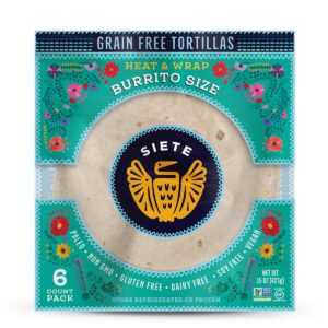 siete burrito-size 11" tortillas | grain-free burrito wraps | (6 pack, 36 tortillas)