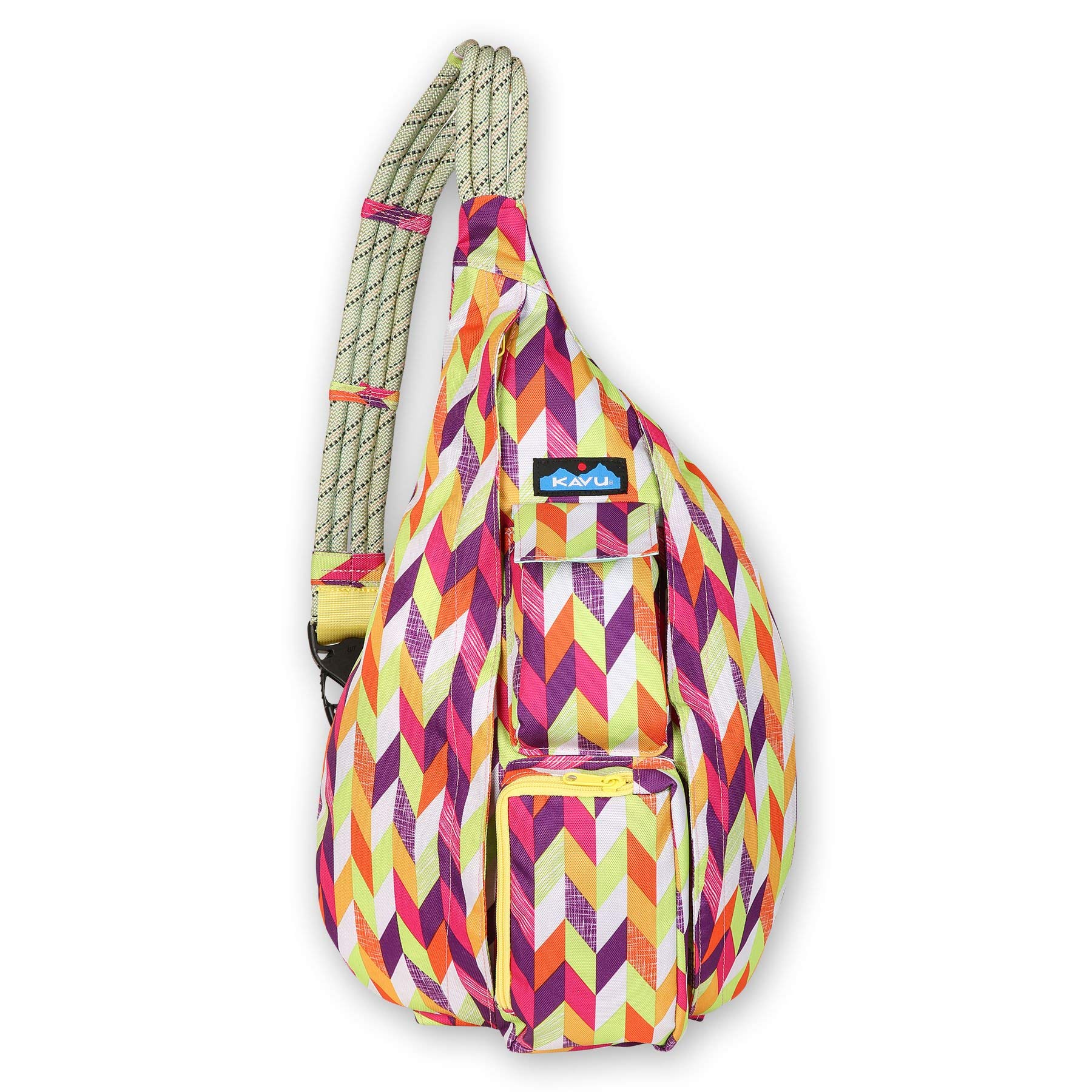 KAVU Original Rope Sling Bag Polyester Crossbody Backpack - Chevron Punch