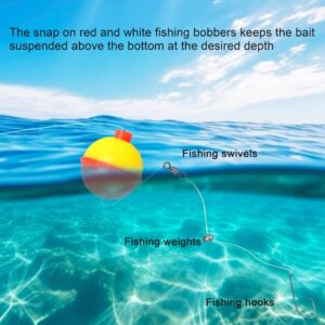 Fishing Bobbers Set,25-50pcs Snap-on Fishing Floats Bobbers Push Button Round Buoy Floats Bobber for Fishing Tackle Accessories Orange/Yellow